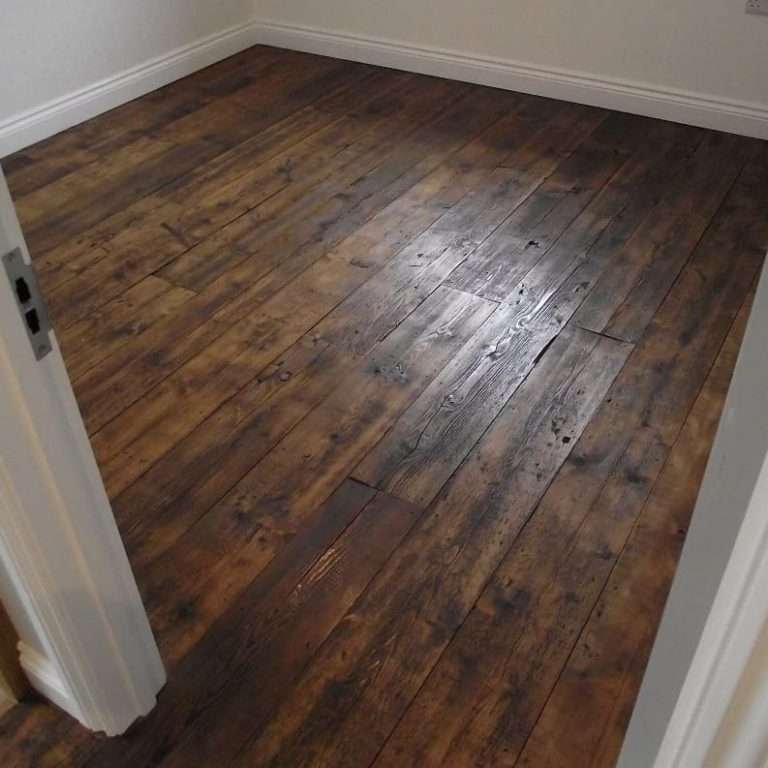 Sanded and Stained Reclaimed Floorboards